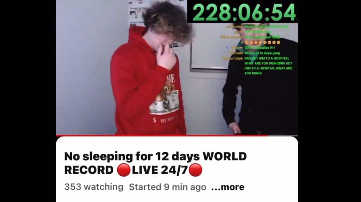 YouTuber Norme Attempts To Break No Sleep World Record On Livestream ...